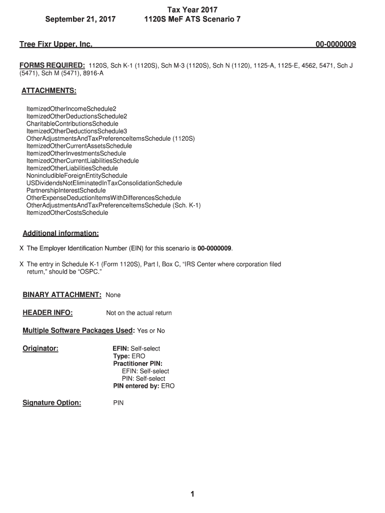 Fillable Online 1120S MeF ATS Scenario 7 Fax Email Print - pdfFiller