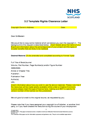 Fillable Online 2 Template Rights Clearance Letter Fax Email Print ...