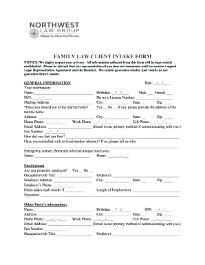 Fillable Online FAMILY LAW CLIENT INTAKE FORM Fax Email Print - pdfFiller