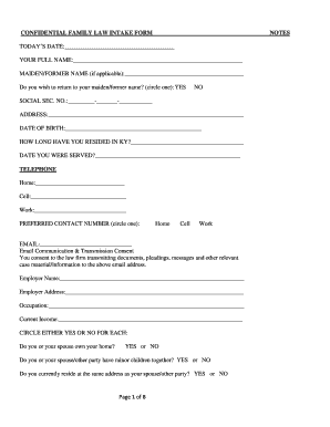 Fillable Online CONFIDENTIAL FAMILY LAW INTAKE FORM Fax Email Print ...