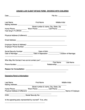 Fillable Online AOUADI LAW CLIENT INTAKE FORM - DIVORCE WITH CHILDREN ...