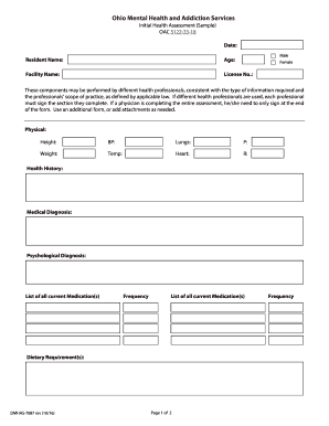Fillable Online Initial Health Assessment (Sample) Fax Email Print ...