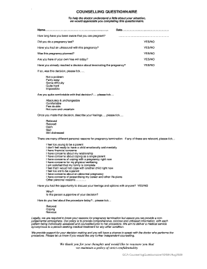Fillable Online COUNSELLING QUESTIONNAIRE Fax Email Print - pdfFiller