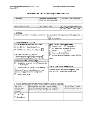 Fillable Online Immigrant Defendant Questionnaire Fax Email Print ...