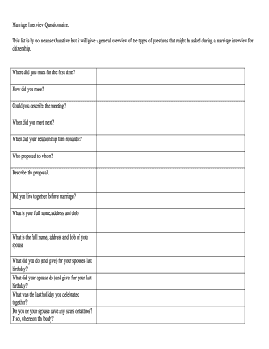 Fillable Online Marriage Interview Questionnaire: Fax Email Print ...