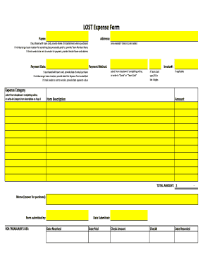 Fillable Online LOST Expense Form Fax Email Print - pdfFiller