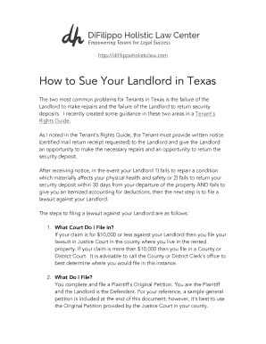 Fillable Online How to Sue Your Landlord in Texas Fax Email Print - pdfFiller