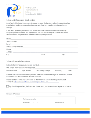 Fillable Online Scholastic Program Application Fax Email Print - pdfFiller