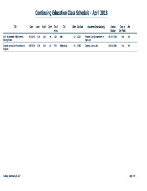 Fillable Online Continuing Education Class Schedule - April 2018 Fax ...