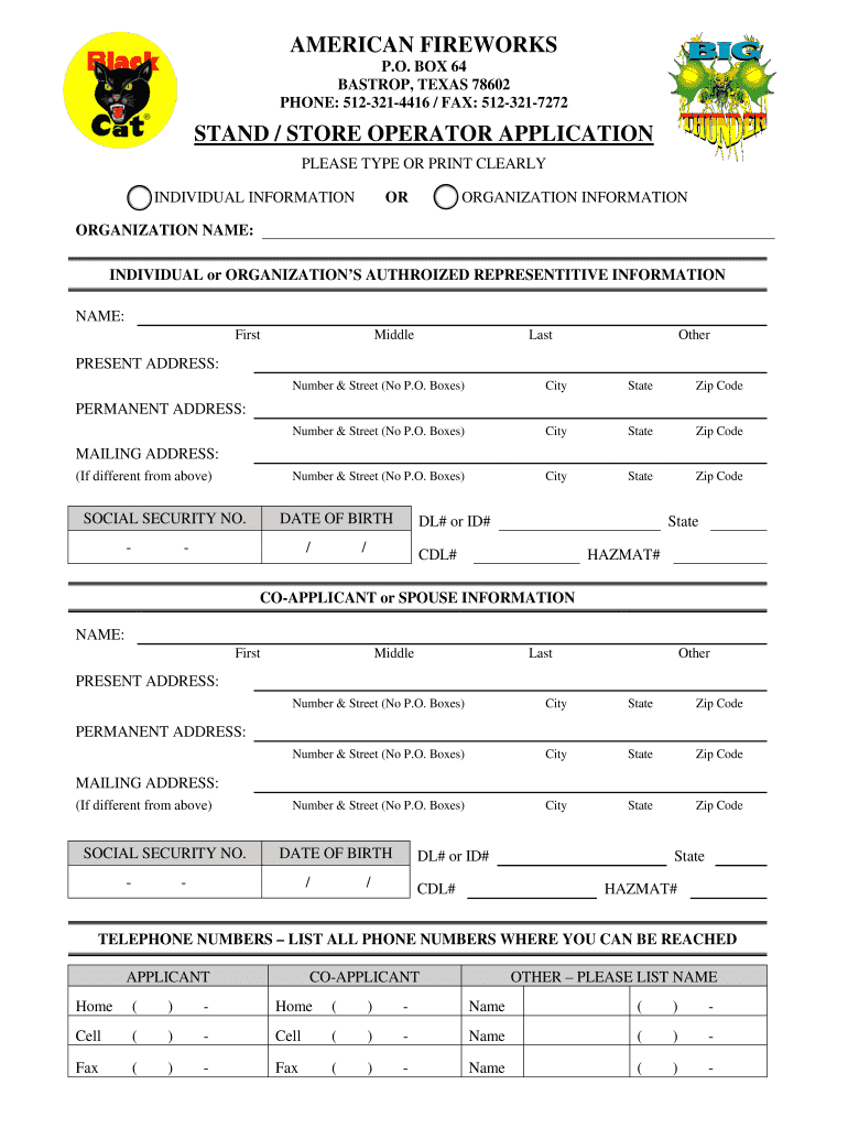 Fillable Online AMERICAN FIREWORKS Fax Email Print - pdfFiller