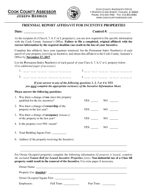 Fillable Online TRIENNIAL REPORT AFFIDAVIT FOR INCENTIVE PROPERTIES Fax ...