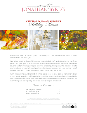 Fillable Online CATERING BY JONATHAN BYRDS Fax Email Print - pdfFiller