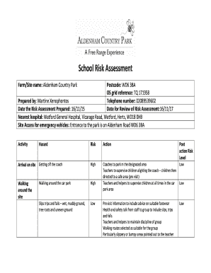 Fillable Online School Risk Assessment Fax Email Print - pdfFiller