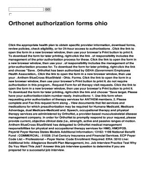 Fillable Online Orthonet authorization forms ohio Fax Email Print ...