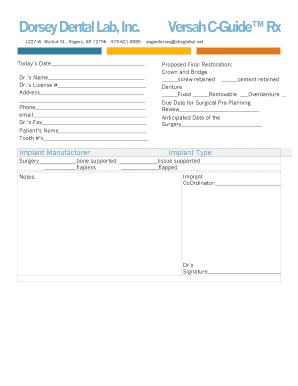 Dorsey Dental Lab - Fill Online, Printable, Fillable, Blank | pdfFiller