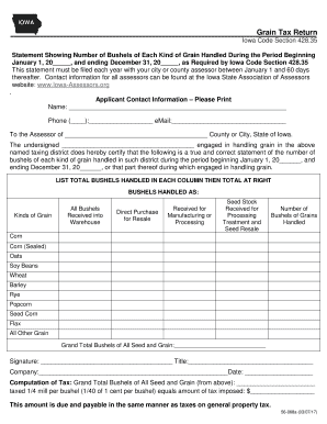Fillable Online Grain Tax Return Fax Email Print - pdfFiller