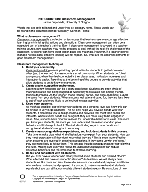 Fillable Online INTRODUCTION: Classroom Management Fax Email Print ...