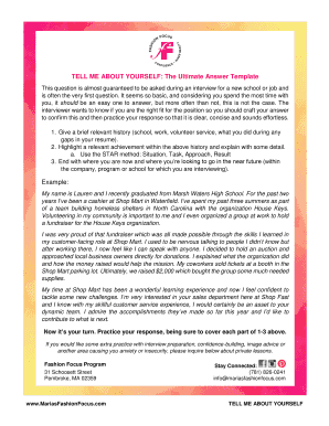 Fillable Online TELL ME ABOUT YOURSELF: The Ultimate Answer Template ...