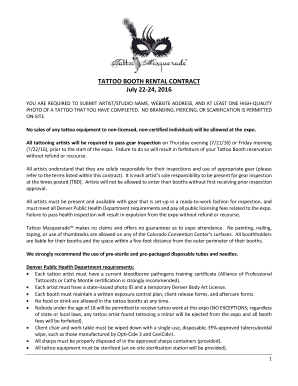 Fillable Online TATTOO BOOTH RENTAL CONTRACT Fax Email Print - pdfFiller