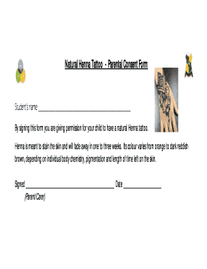 Fillable Online heanorgate org Natural Henna Tattoo - Parental Consent ...