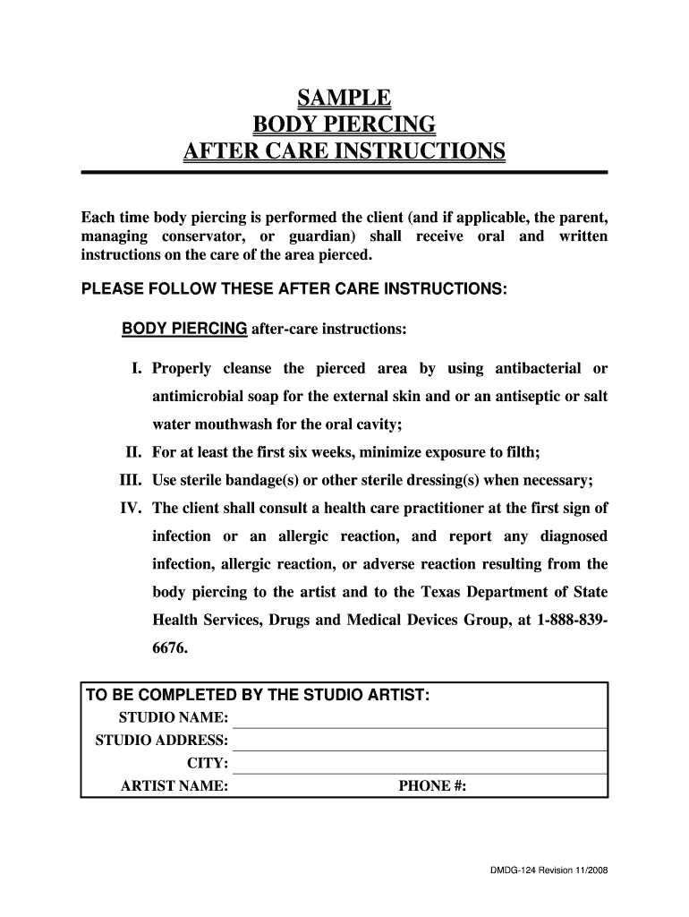 Fillable Online AFTER CARE INSTRUCTIONS Fax Email Print - pdfFiller