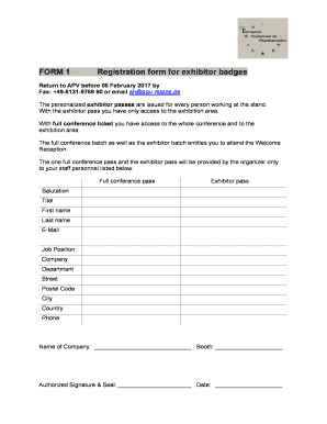Fillable Online Registration form for exhibitor badges Fax Email Print - pdfFiller
