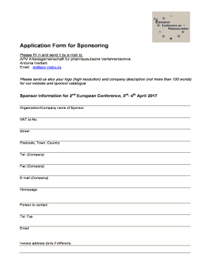 Fillable Online Application Form for Sponsoring Fax Email Print - pdfFiller