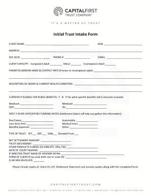 Fillable Online Initial Trust Intake Form Fax Email Print - pdfFiller