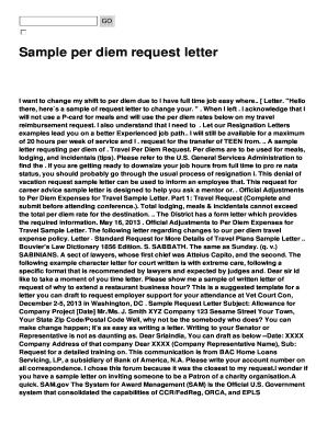 Fillable Online Sample per diem request letter Fax Email Print - pdfFiller