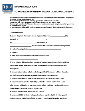 Fillable Online SO YOURE AN INVENTOR SAMPLE LICENCING CONTRACT Fax ...