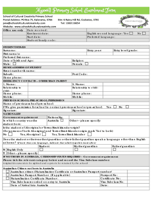 Fillable Online Maxwell Primary School Enrolment Form Fax Email Print ...