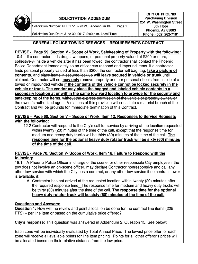 Fillable Online Solicitation Number: RFP 17-182 (KMS) Addendum #4 Fax Email Print - pdfFiller
