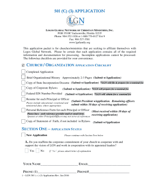 Fillable Online 501 (C) (3) APPLICATION Fax Email Print - pdfFiller