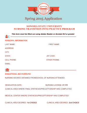 Fillable Online NURSING TRANSITION INTO PRACTICE PROGRAM Fax Email ...