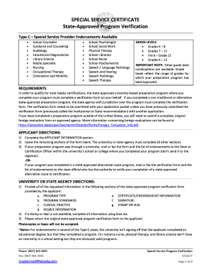 Fillable Online SPECIAL SERVICE CERTIFICATE Fax Email Print - pdfFiller