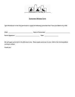 Fillable Online Sunscreen Release Form Fax Email Print - pdfFiller