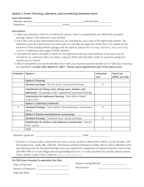 Fillable Online Option C Form: Flooring, cabinetry, and countertop ...