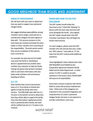 Fillable Online GOOD NEIGHBOR TEAM ROLES AND AGREEMENT Fax Email Print ...