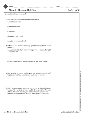 Fillable Online Made to Measure Unit Test Fax Email Print - pdfFiller