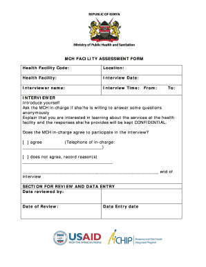 Fillable Online MCH FACILITY ASSESSMENT FORM Fax Email Print - pdfFiller