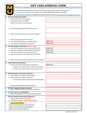 Fillable Online accounting missouri GIFT CARD APPROVAL FORM Fax Email ...