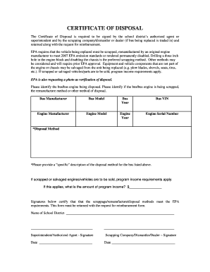 Fillable Online CERTIFICATE OF DISPOSAL Fax Email Print - pdfFiller