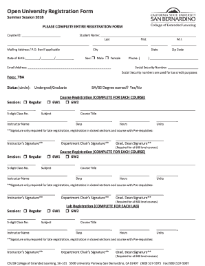 Fillable Online cel csusb PLEASE COMPLETE ENTIRE REGISTRATION FORM Fax ...