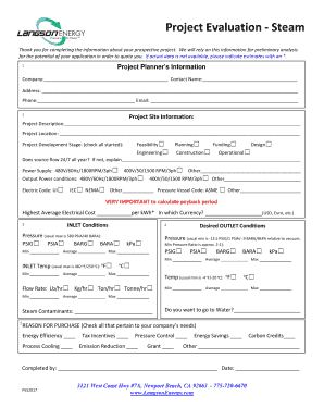 Fillable Online Project Evaluation - Steam Fax Email Print - pdfFiller