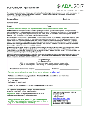Fillable Online COUPON BOOK / Application Form Fax Email Print - pdfFiller