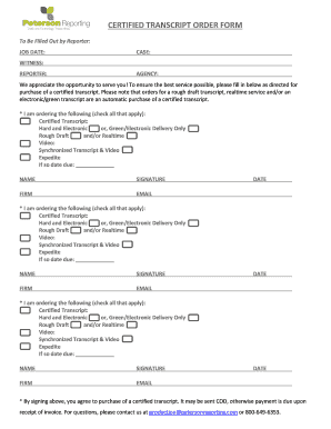 Fillable Online CERTIFIED TRANSCRIPT ORDER FORM Fax Email Print - pdfFiller
