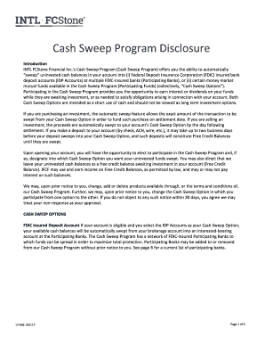 Fillable Online Cash Sweep Program Disclosure Fax Email Print - pdfFiller