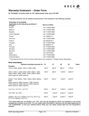 Fillable Online Warranty Extension Order Form Fax Email Print - pdfFiller