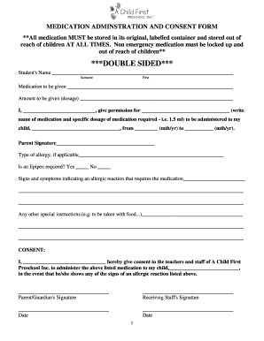 Fillable Online MEDICATION ADMINSTRATION AND CONSENT FORM Fax Email ...