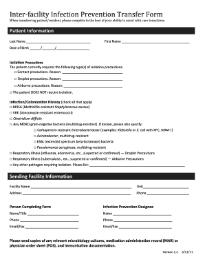 Fillable Online Inter-facility Infection Prevention Transfer Form Fax ...